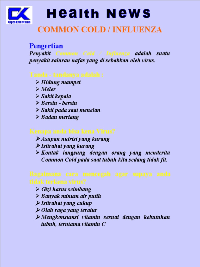 Buletin Kesehatan Common Cold | PDF