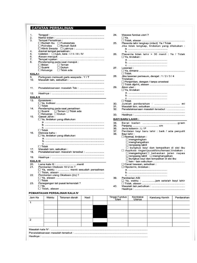 Partograf Belakang | PDF
