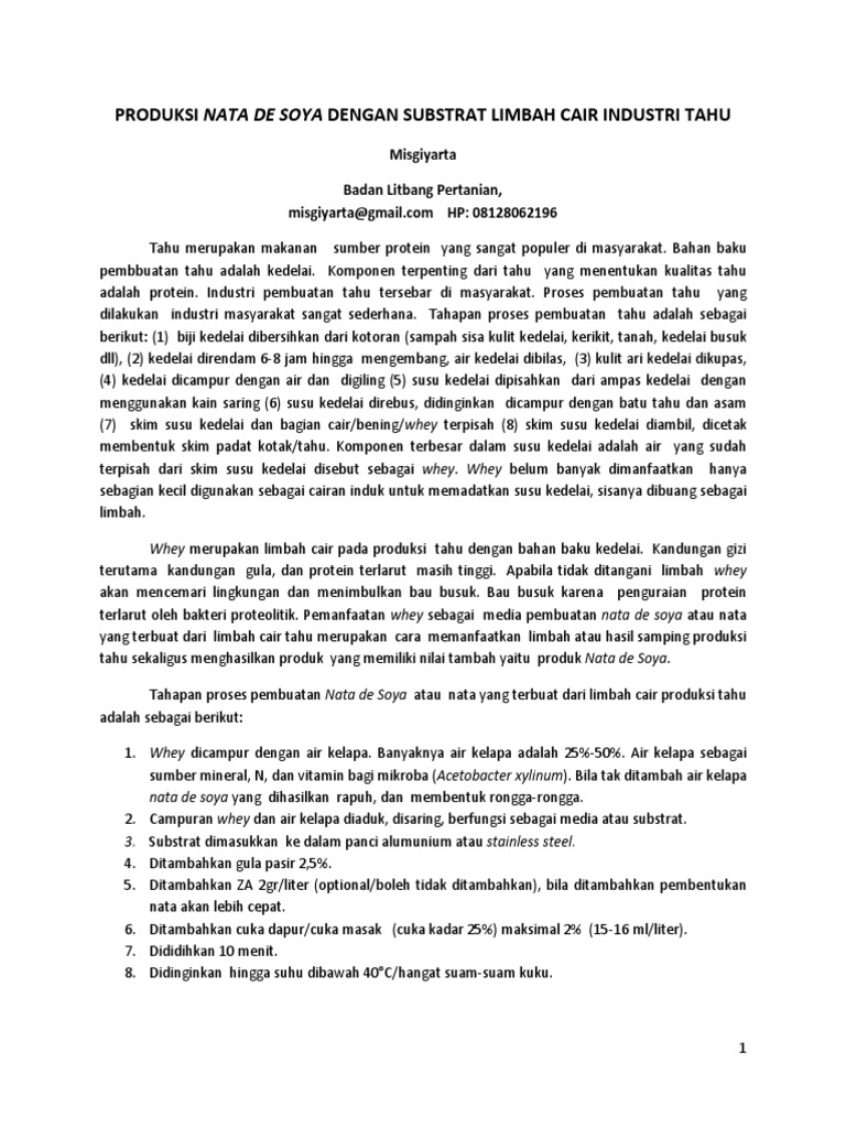 Nata de Soya dari Limbah Whey Tahu | PDF