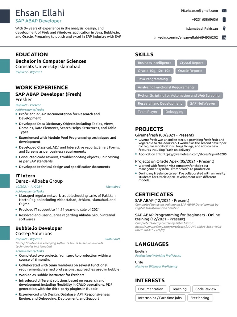 Ehsan Ellahi: Education Skills | PDF | Computer Programming | Oracle ... Ehsan Ellahi: Education Skills | PDF | Computer Programming | Oracle ...
