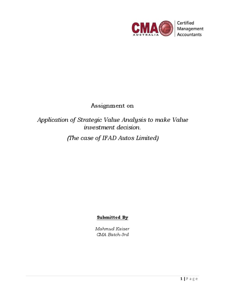 Final Assignment CMA | PDF | Stocks | Value Investing