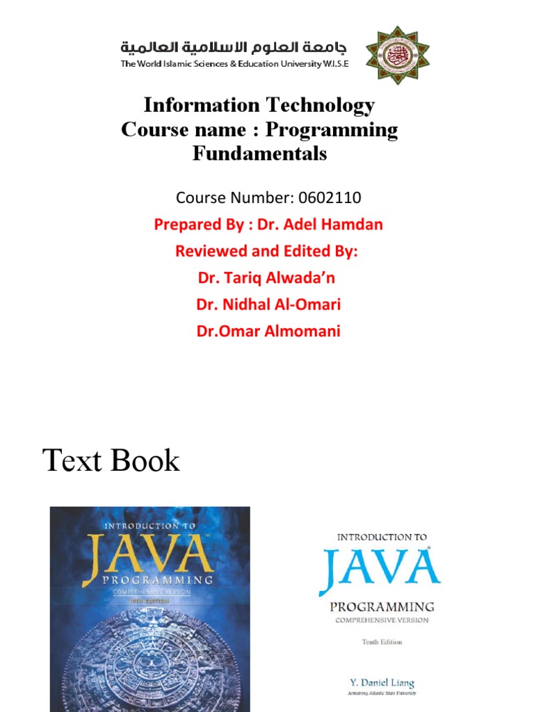 It Programming Fundamentals Course Outline Pdf Java Programming Language Class Computer