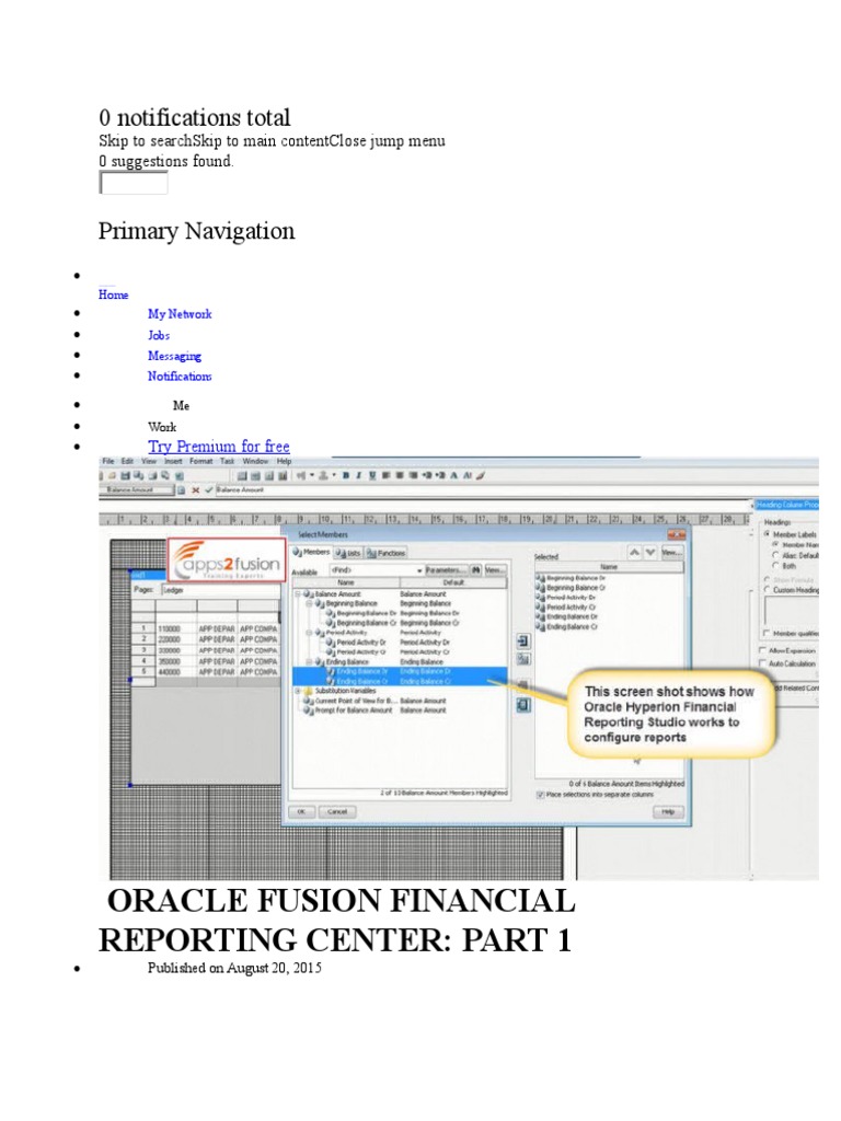 Oracle Fusion Financial Reporting Center Part 1 | PDF | Object ...