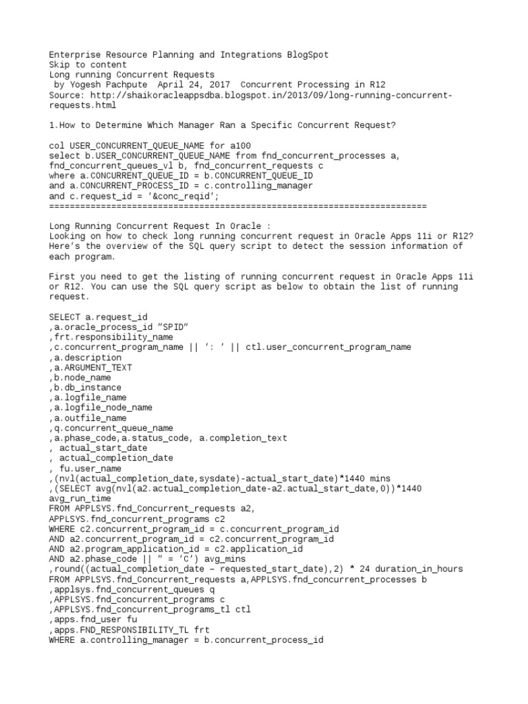 Concurrent Requests | PDF | Pl/Sql | Sql