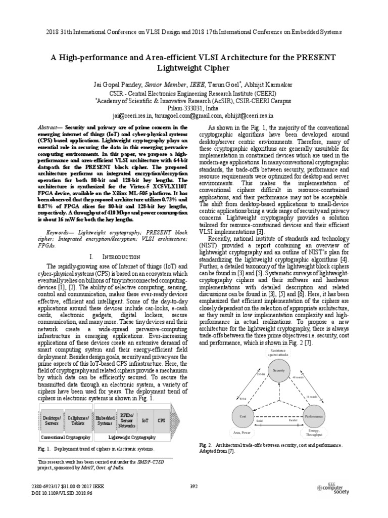 High-Performance and Area-Efficient VLSI Archit | PDF | Encryption | Cryptography