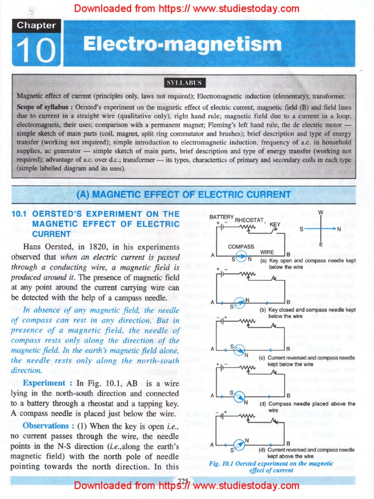 ICSE Class 10 Physics Chapter 10 Electro Magnetism | PDF | Physics