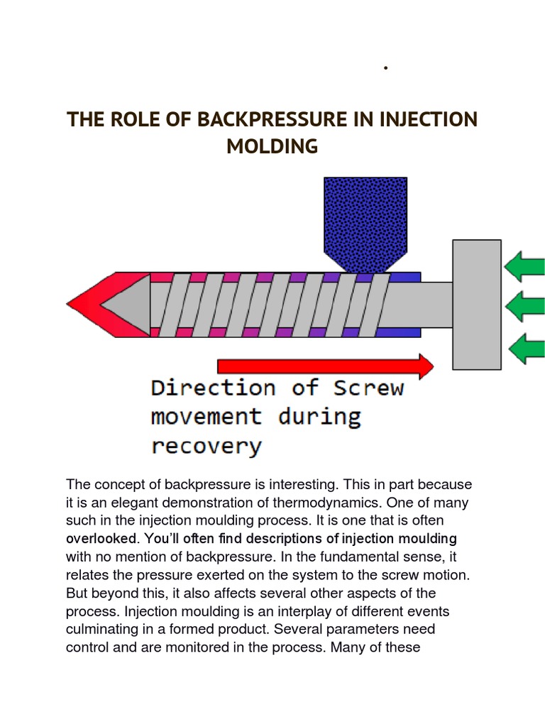 The Role of Back Pressure in Injection Moulding | PDF | Pressure | Magma