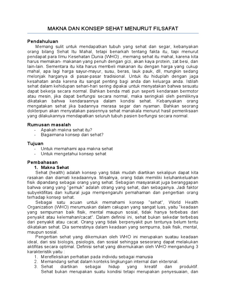 (Filsafat) Makna Dan Konsep Sehat Menurut Filsafat | PDF