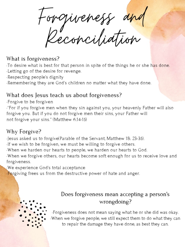Forgiveness and Reconciliation | PDF | Forgiveness | Religious Belief ...