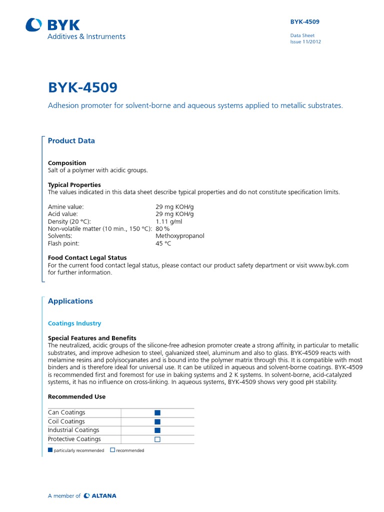 Adhesion Promoter For Solvent-Borne and Aqueous Systems Applied To ...
