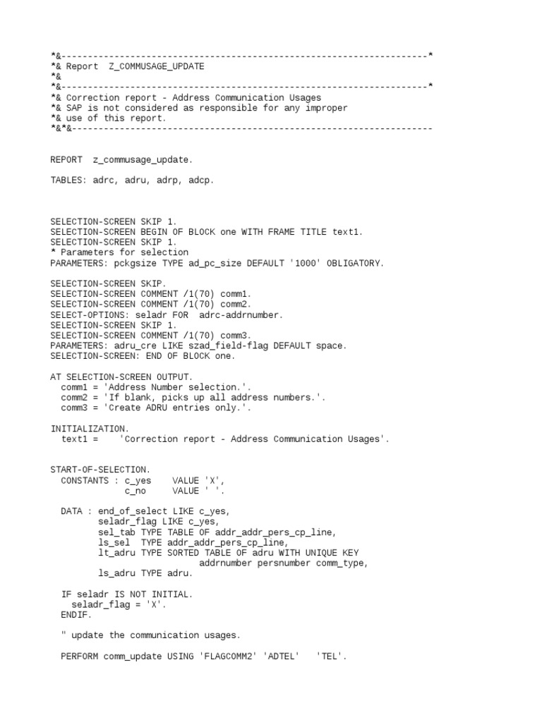 Z Commusage Update | PDF | Parameter (Computer Programming) | Database Index
