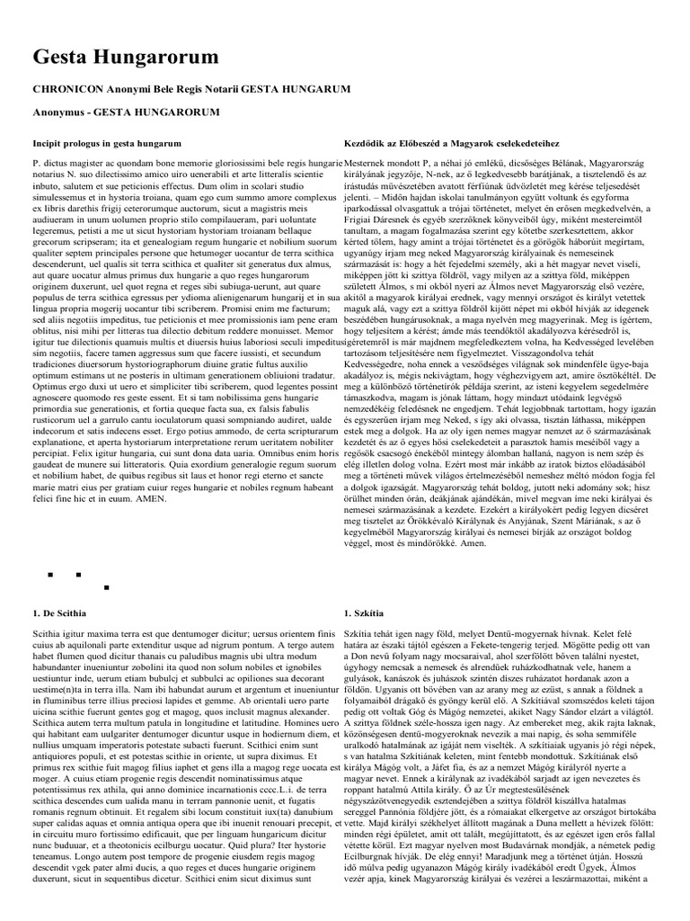 Anonymus Gesta Hungarorum | PDF