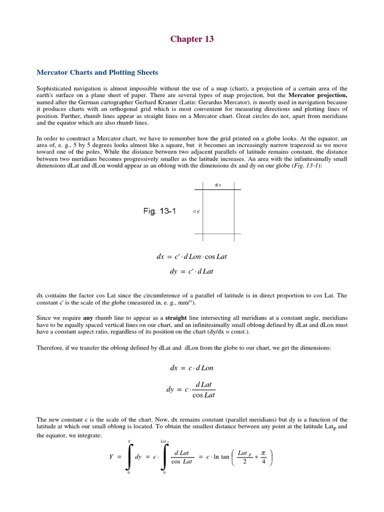 Mercator Charts and Plotting Sheets | PDF | Latitude | Geometry