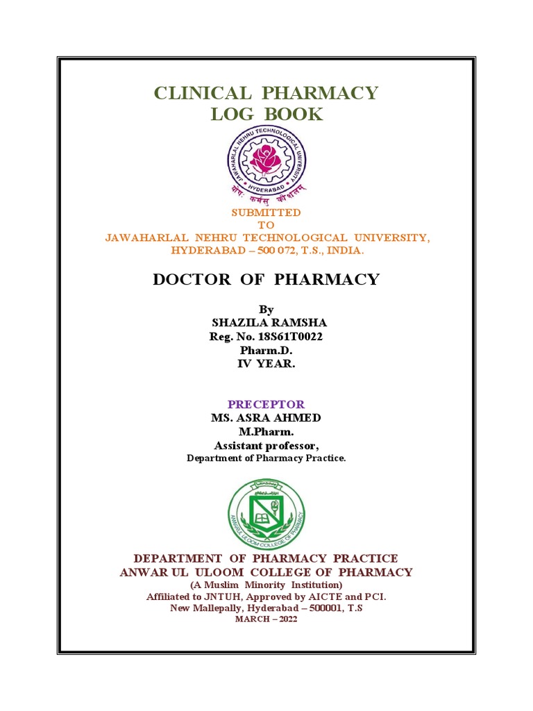 Clinical Pharmacy Logbook by Shazila | PDF | Academic Degree | Pharmacology