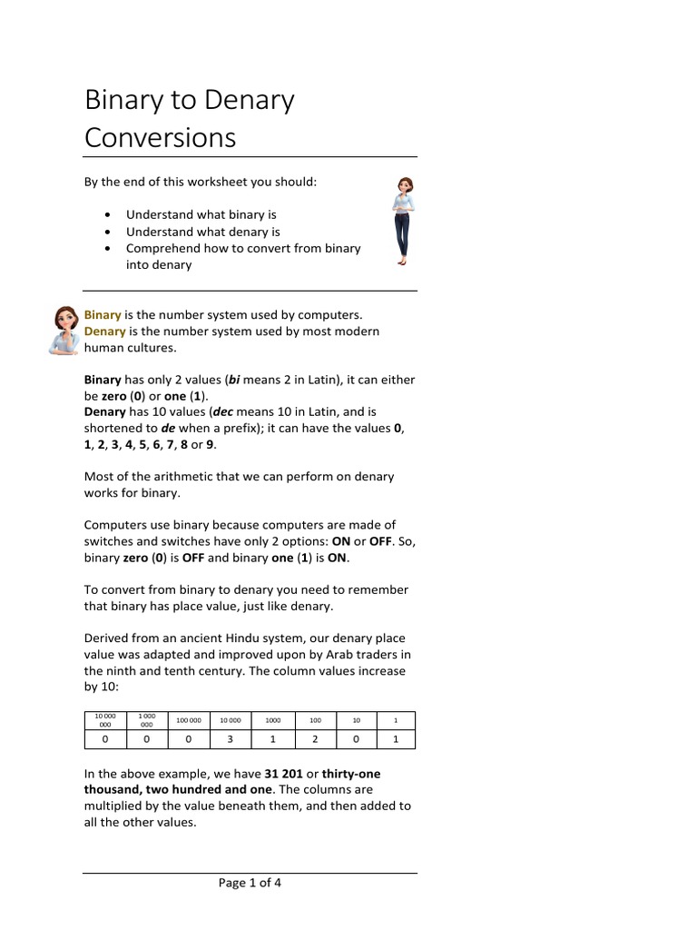 Binary To Denary Conversions | Download Free PDF | Decimal | Computer ...