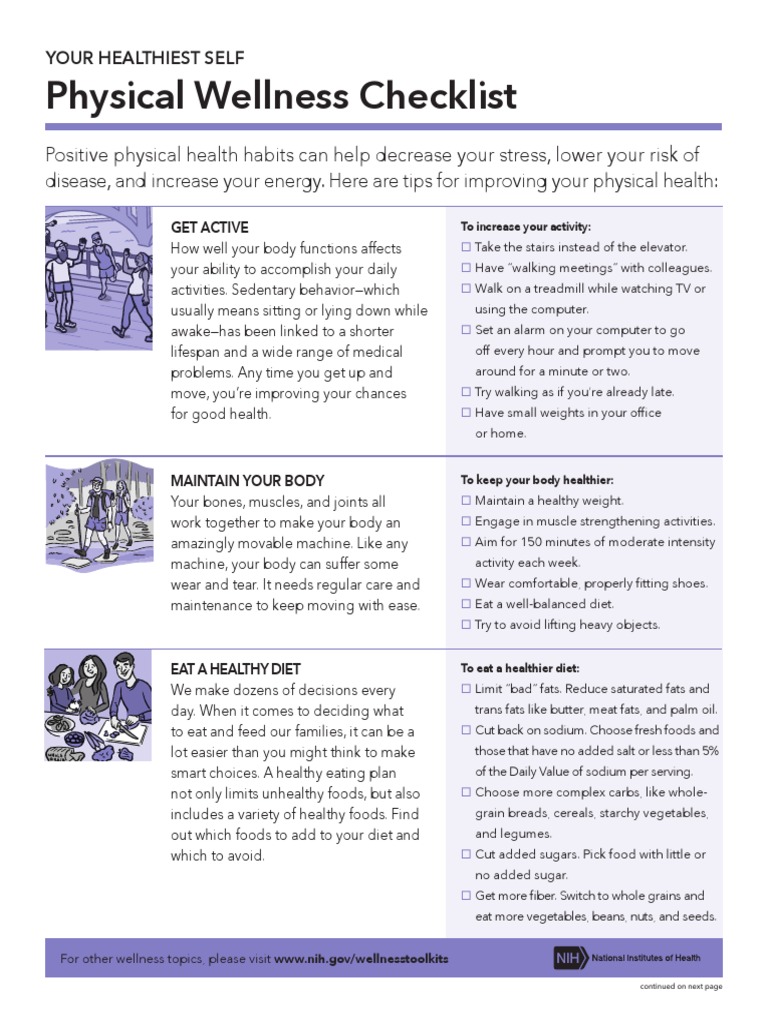 Physical Wellness Checklist | PDF | Obesity | Healthy Diet