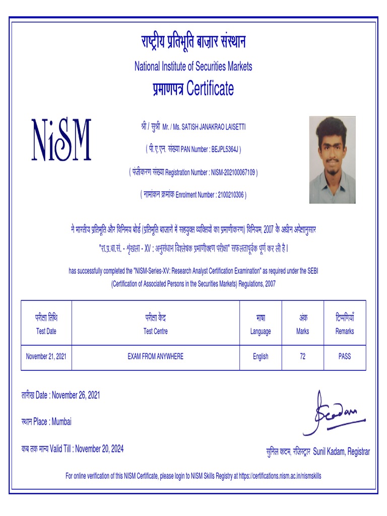 NISM Series XV - Research Analyst | PDF