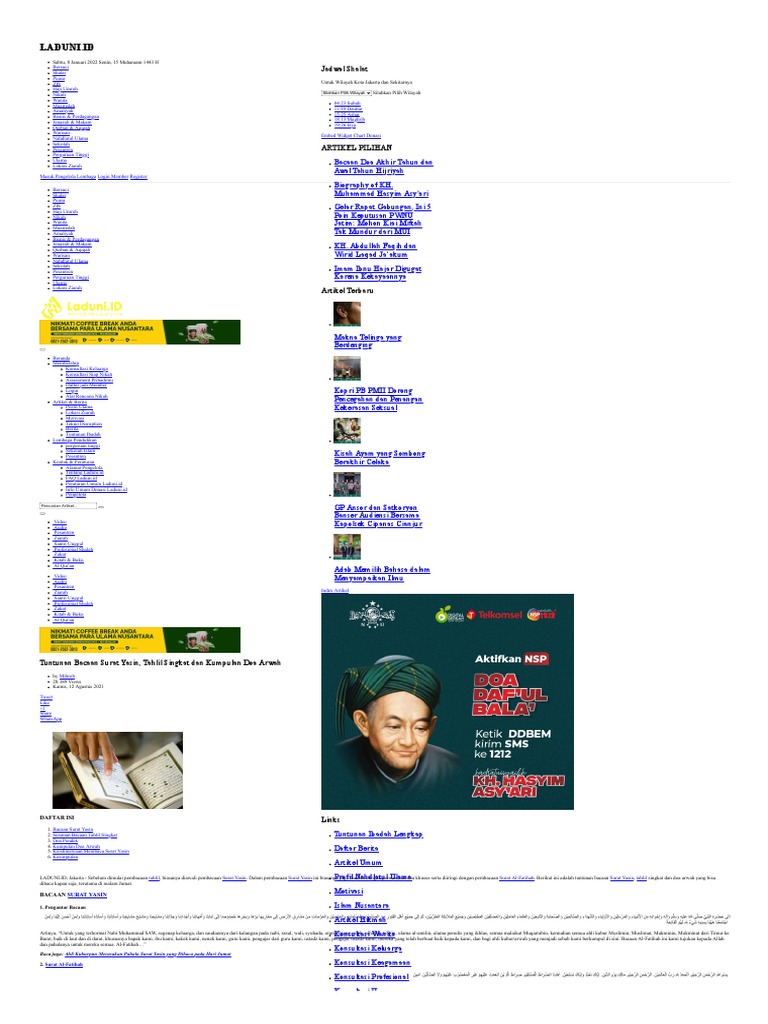 Tuntunan Bacaan Surat Yasin, Tahlil Singkat Dan Kumpulan Doa Arwah - Al Qur'an Dan Hadis LADUNI ...