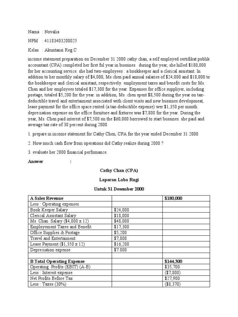 Tugas SBB Novalia | PDF | Expense | Income Statement