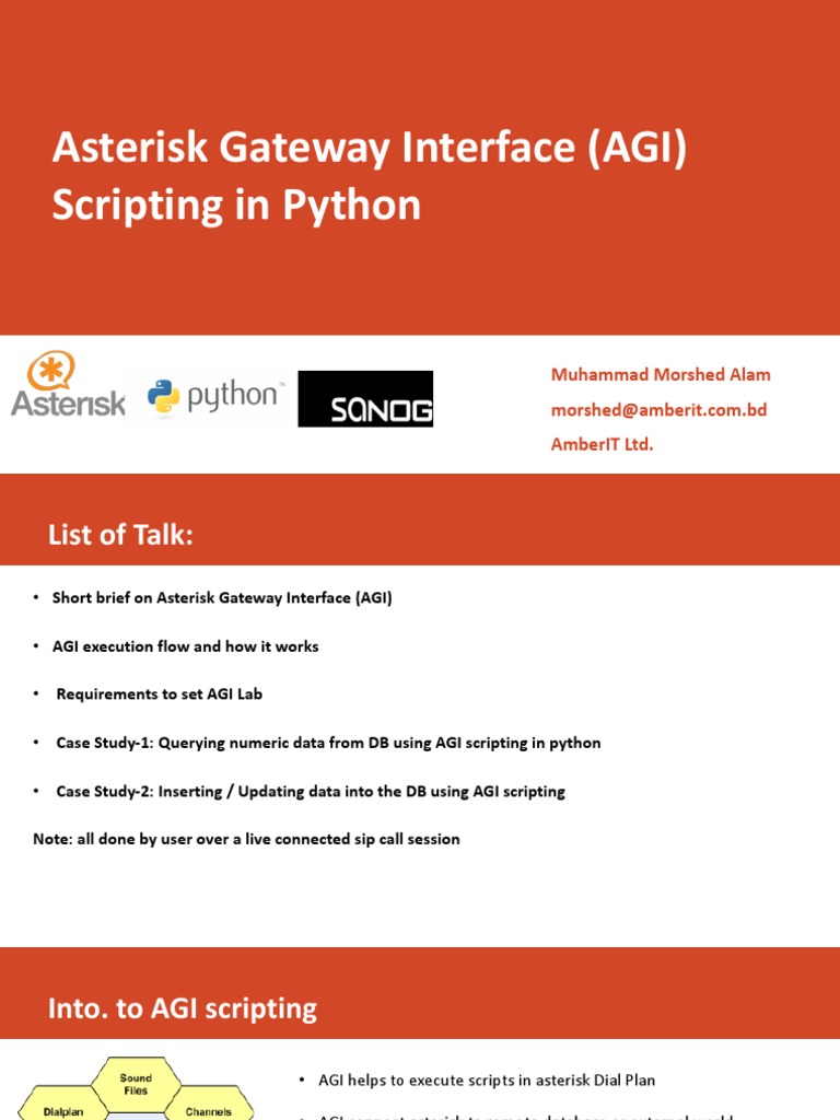 Asterisk Gateway Interface (Agi) Scripting in Python: Muhammad Morshed ...