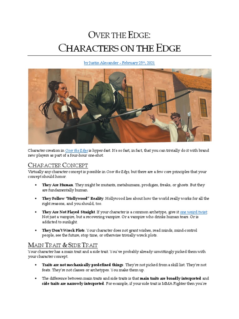 Over the Edge Character Creation Guide | PDF