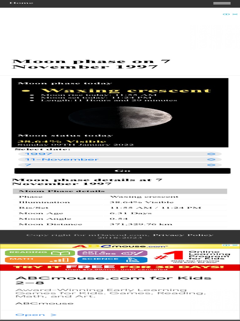 Moon Phase On 7 November 1997 2 | PDF