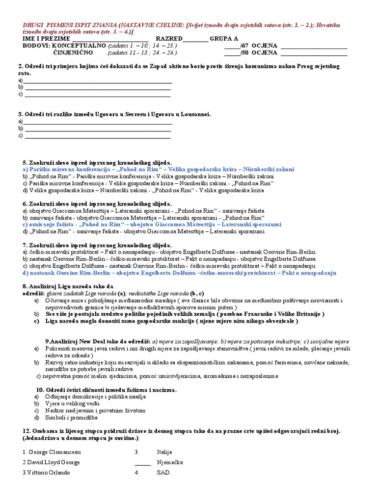 Povijest 4 2. Ispit Znanja | PDF