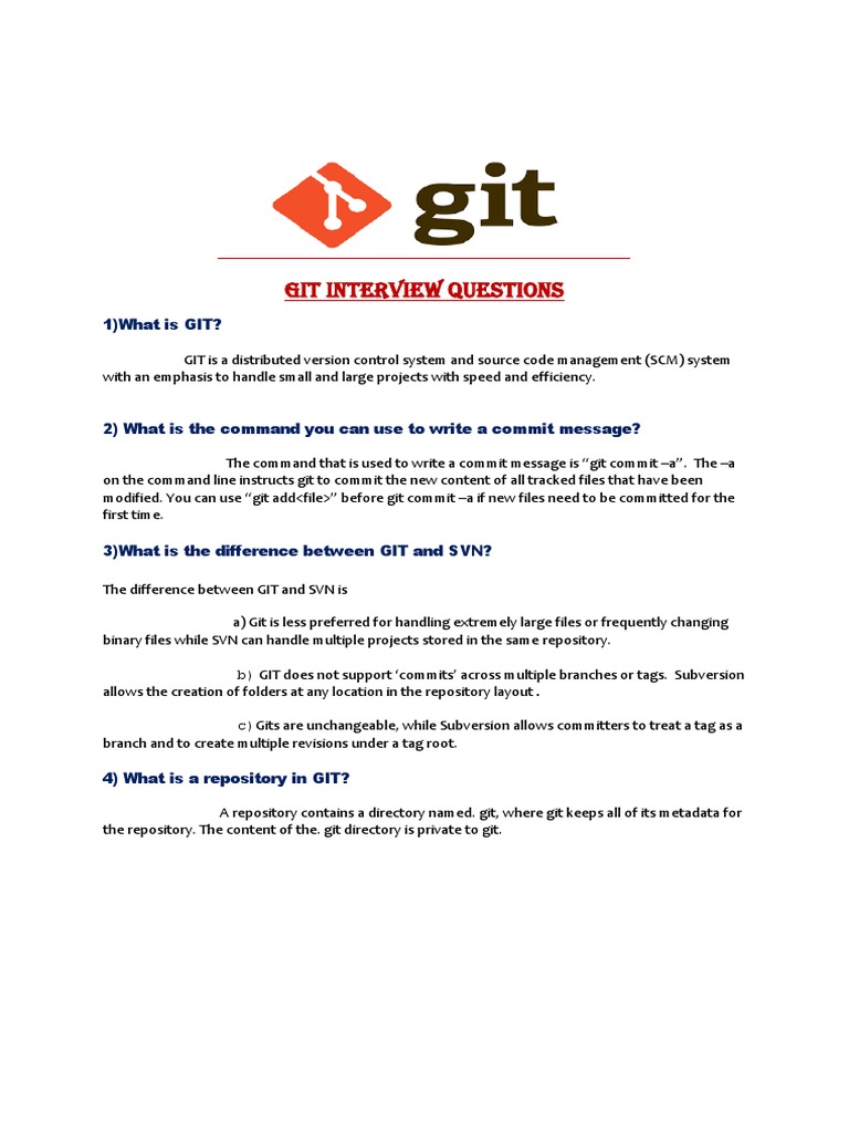 GIT Interview QA ? | Download Free PDF | Version Control | Computer Data