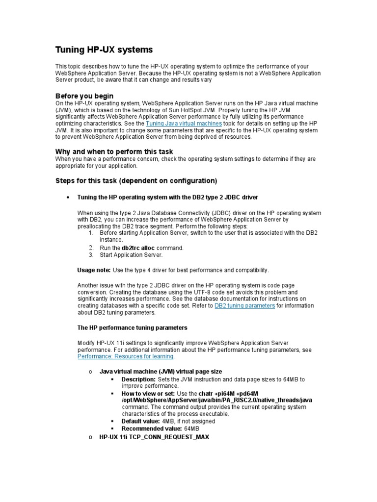 Optimizing WebSphere Application Server Performance on HP-UX Through ...