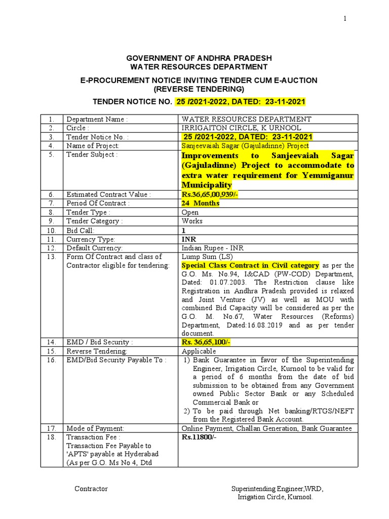 GDP Improvements Tender Document | PDF | Joint Venture | Procurement