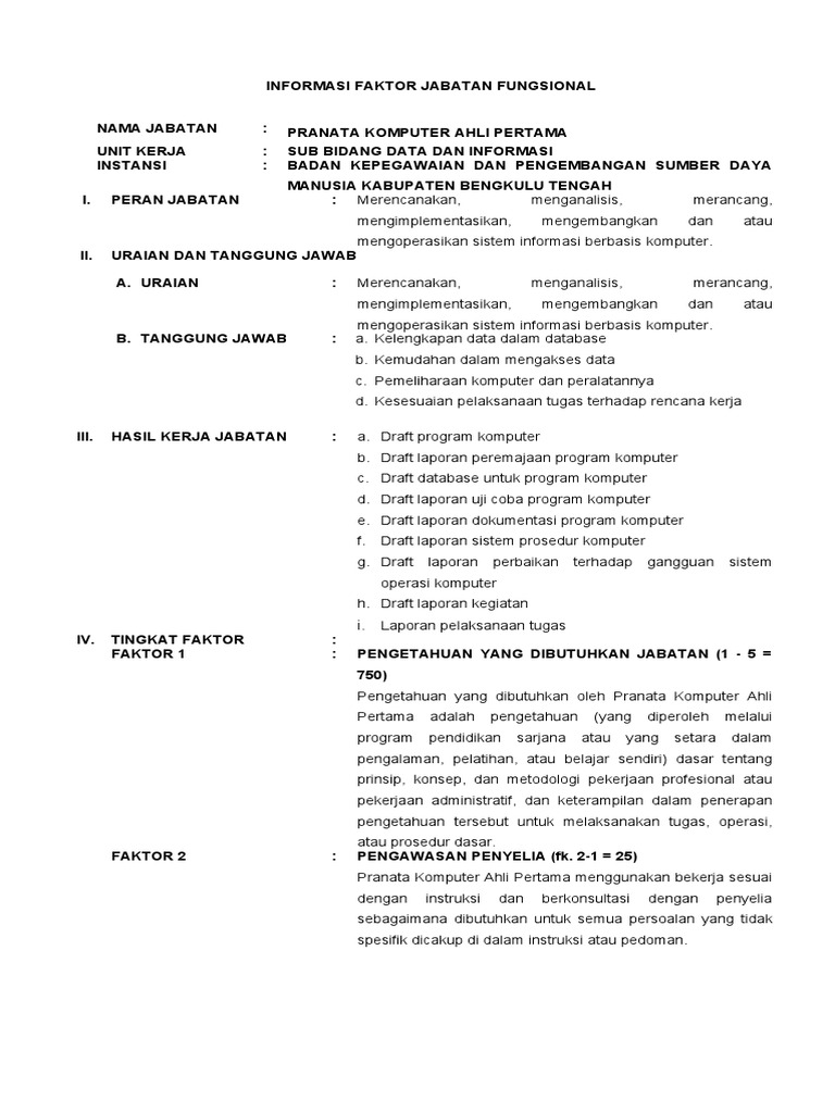 Pranata Komputer Ahli Pertama PD Subbid Data | PDF