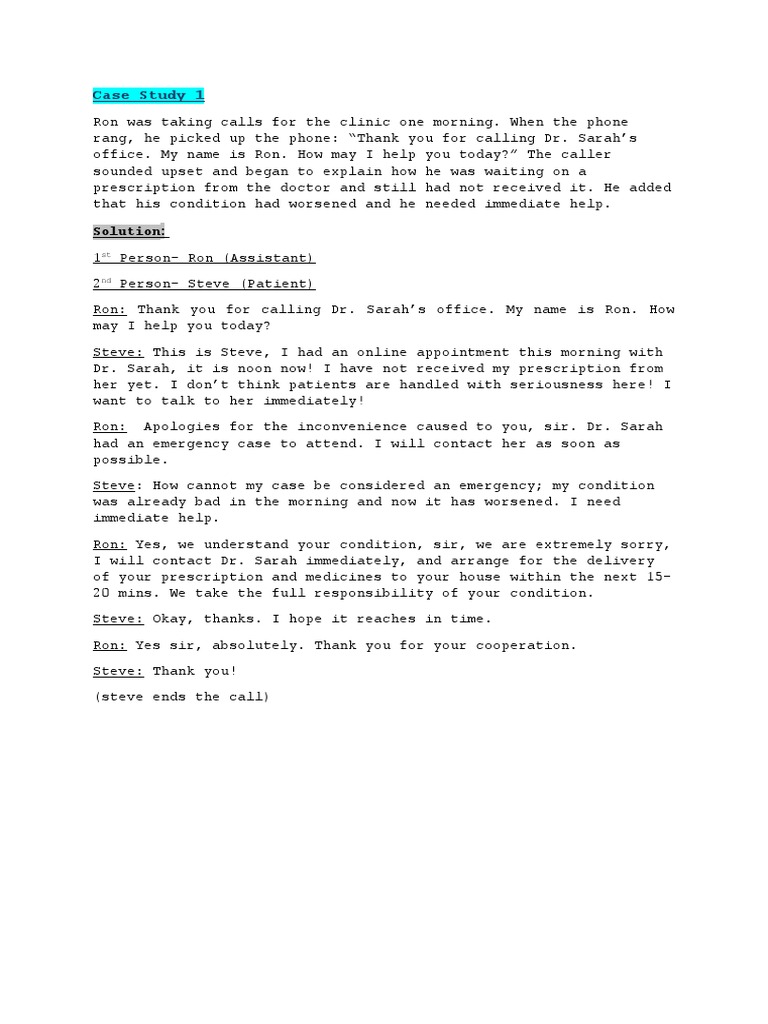 Case Study - Tele Etiquette | PDF