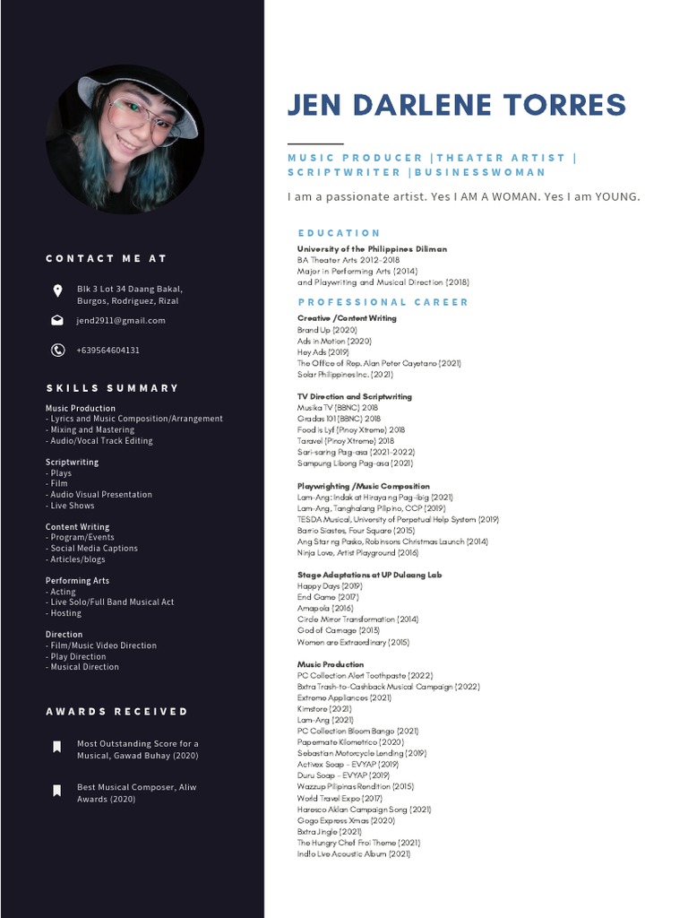 Jen Darlene Torres: Music Producer & Awards | PDF | Sound | Performing Arts