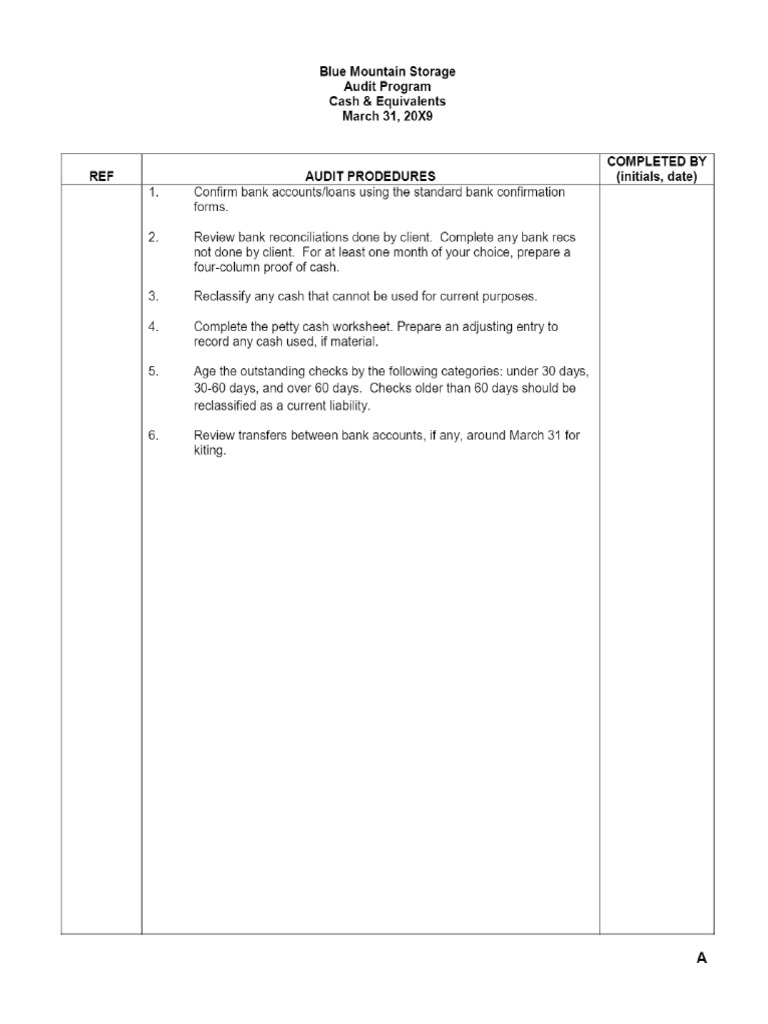 Audit Programs - Cash & Equivalents | PDF