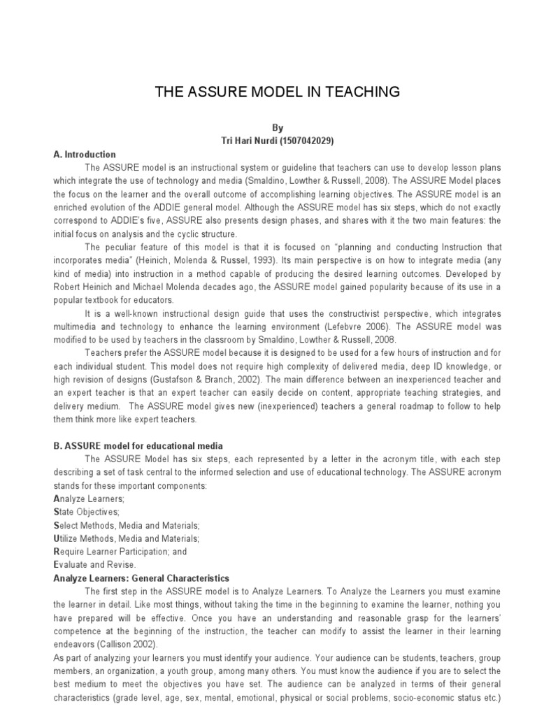 Lesson 3 - Technology-Enhanced Lesson Using The ASSURE | PDF | Learning ...