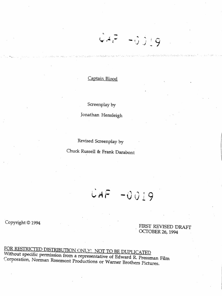 Captain Blood Script | PDF