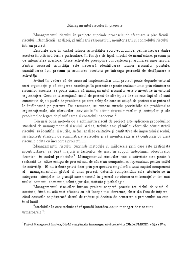 CURS 10 Managementul Riscului În Proiecte | PDF