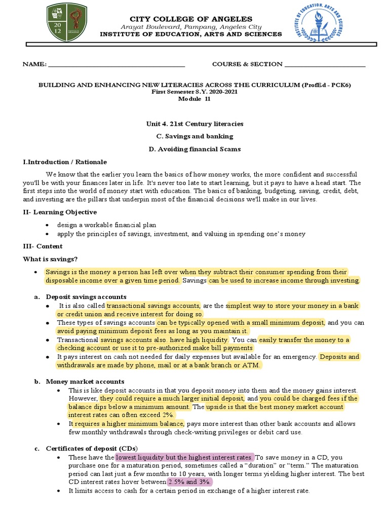 Financial Literacy and Scam Awareness | PDF | Banks | Deposit Account