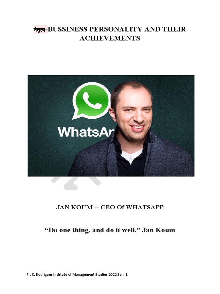 Jan Koum: WhatsApp Co-Founder & CEO | PDF | Business