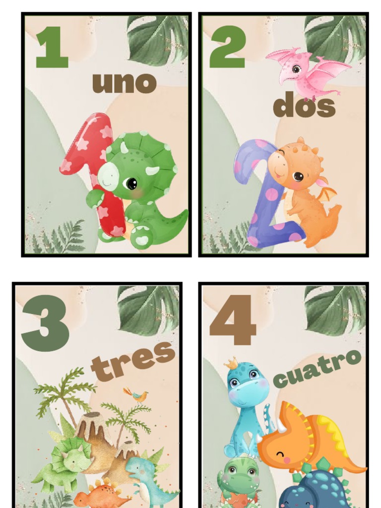 Escritura de Números Dinosaurios | PDF | Juegos y actividades