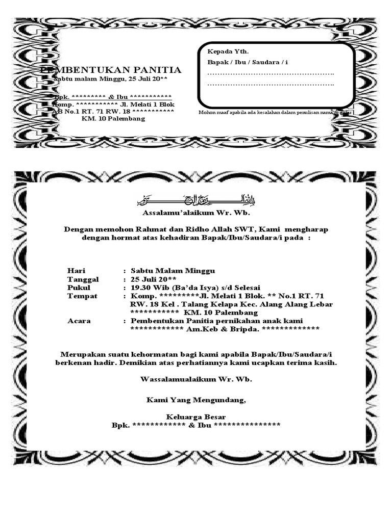 Contoh Undangan Pembentukan Panitia | PDF