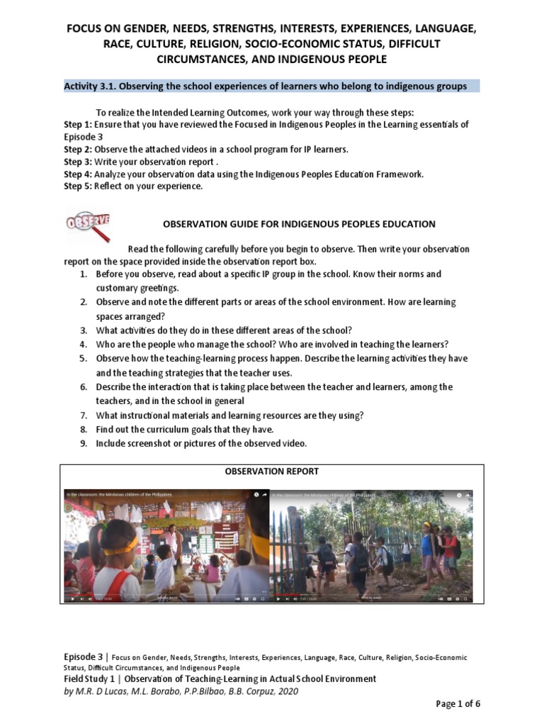 FS 1 Activity 3.3 | PDF | Learning | Teachers