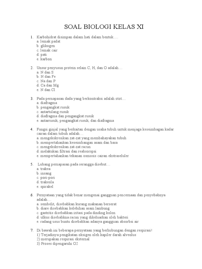 Soal Biologi Kelas Xi | PDF