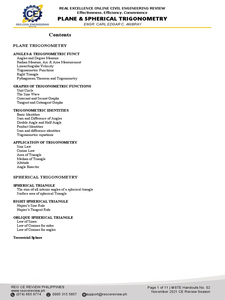 Mste 2.0 Trigonometry Hand Outs | PDF | Trigonometric Functions ...