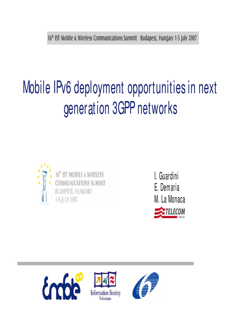 Mobile Ipv6 Deployment Opportunities in Next Generation 3Gpp Networks ...