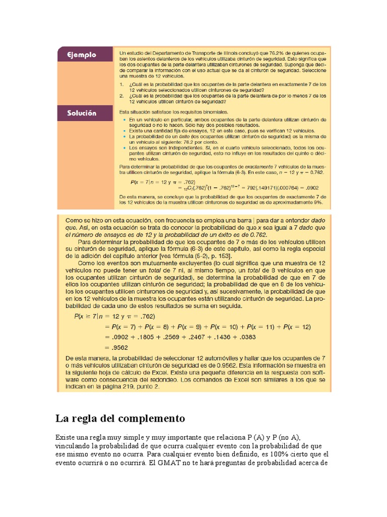 Probabilidad Regla Del Complemento Ejemplos | PDF | Probabilidad | Science