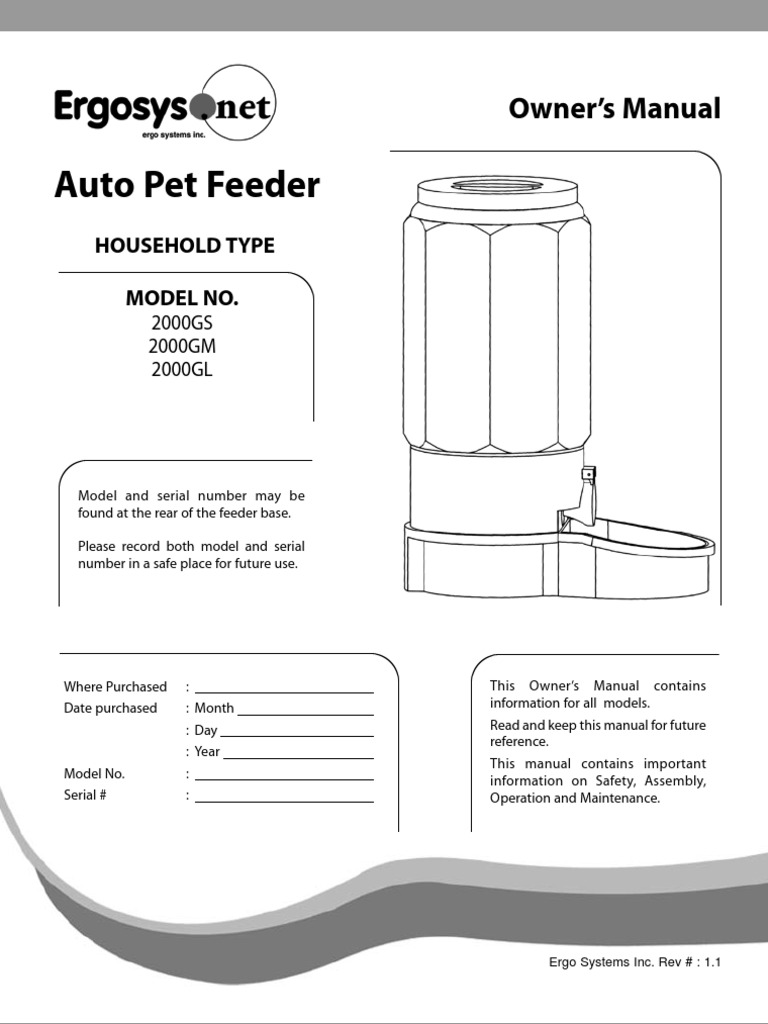 Auto Pet Feeder: Owner's Manual | PDF | Technology & Engineering