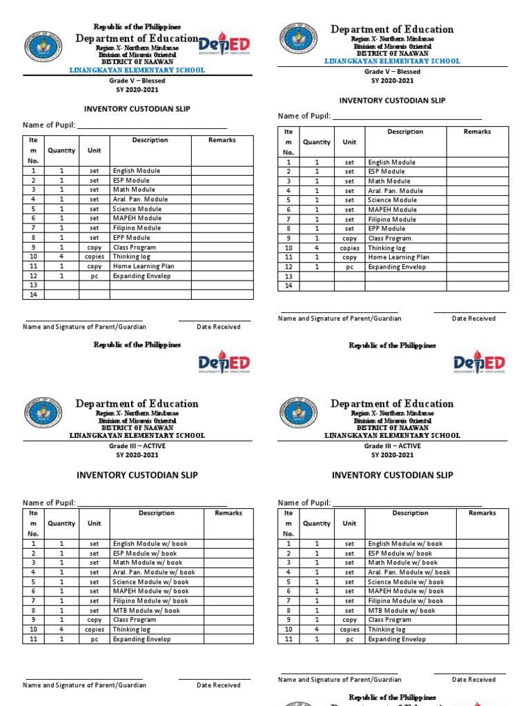 Inventory Custodian Slip | PDF