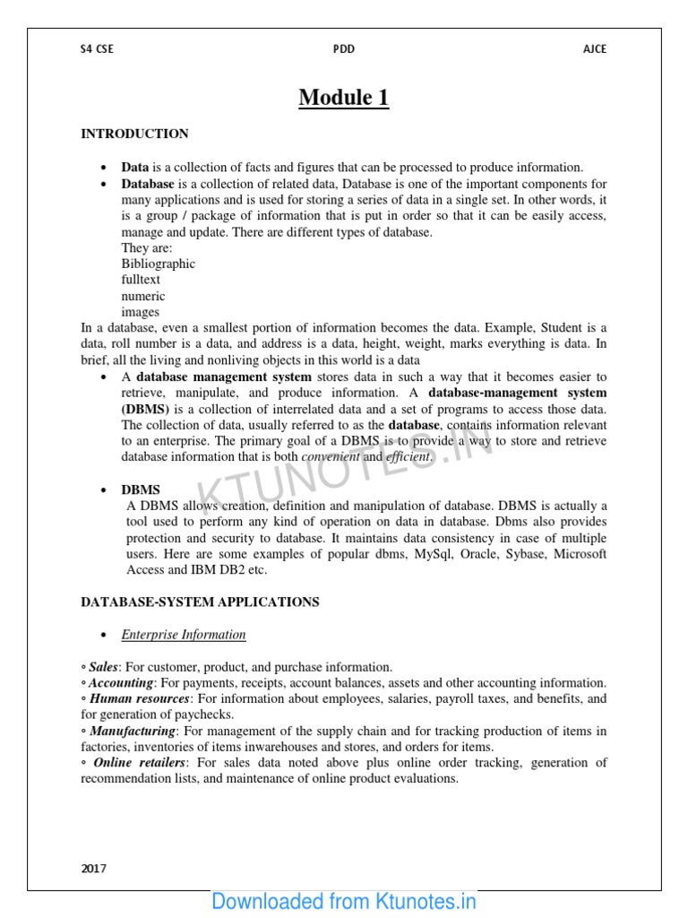 Module 1 Dbms Cs208 Notes Pdf Databases Conceptual Model