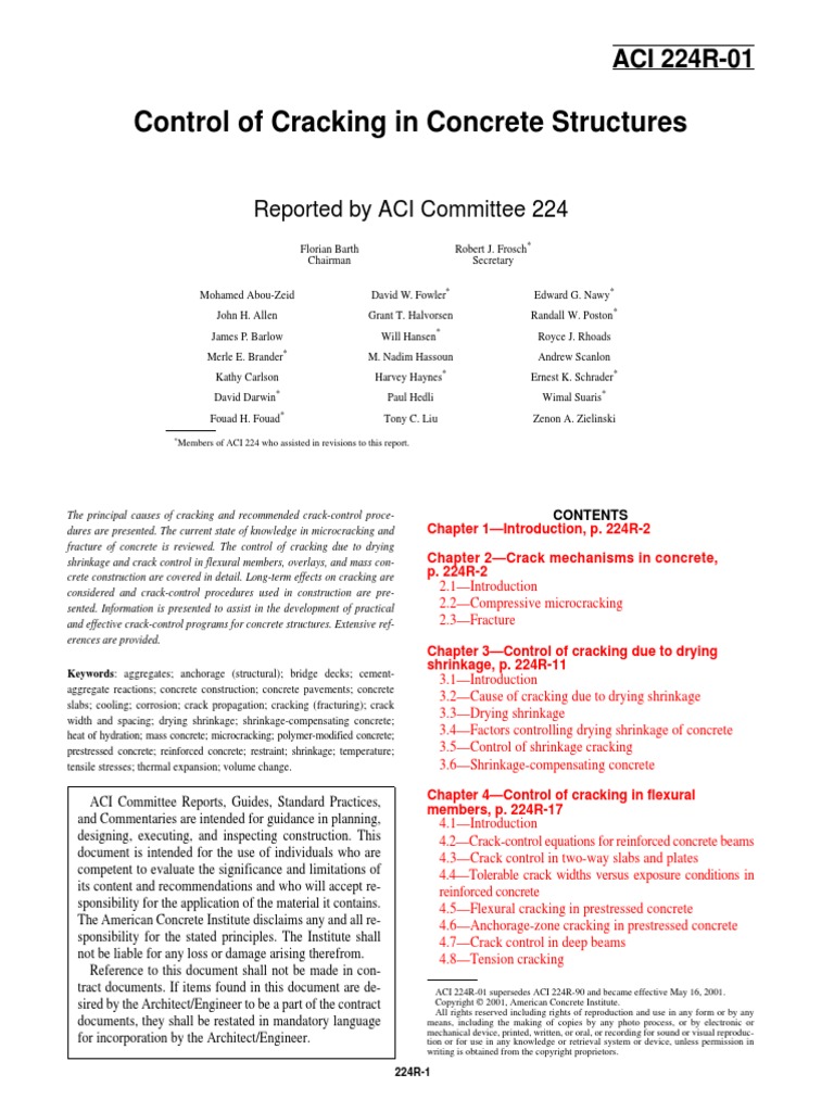 Control of Cracking in Concrete Structures: Reported by ACI Committee ...